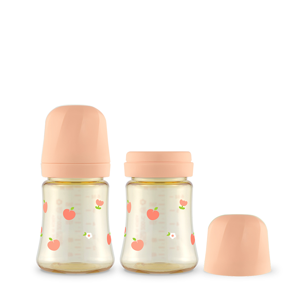 PPSU Feeding Bottle 200ml Twin Pack (without teat, Peach Flower) - GROSMIMI