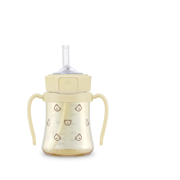 PPSU Straw Cup 200ml with Steel-Free One Touch Cap (Dotgom) - GROSMIMI