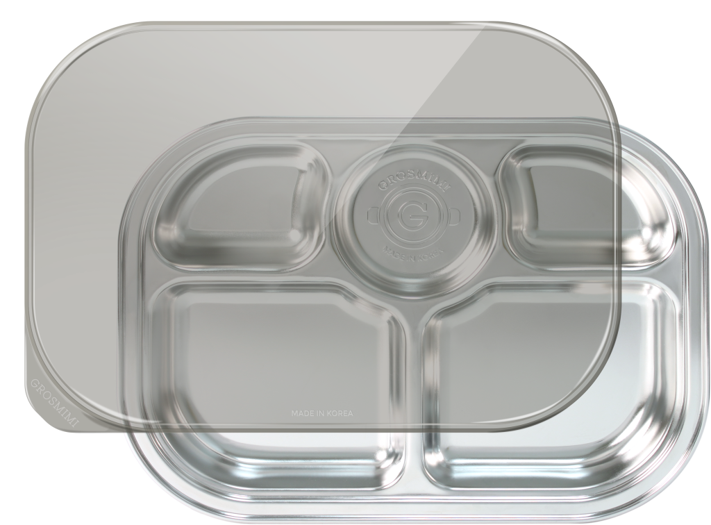 Stainless Steel 5 Compartment Food Tray with Silicone Suction (Includes ...