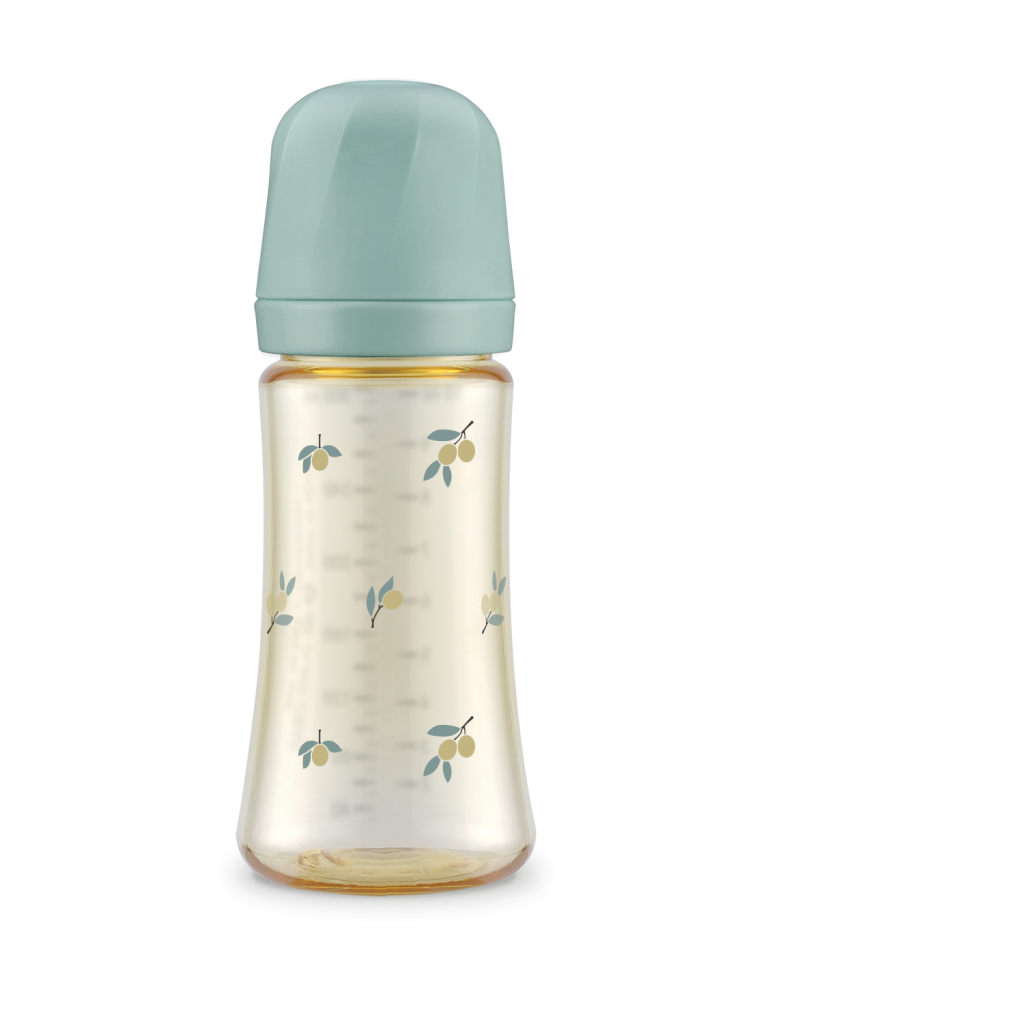 PPSU Feeding Bottle 300ml (with stage 2 teat, Olive) - GROSMIMI